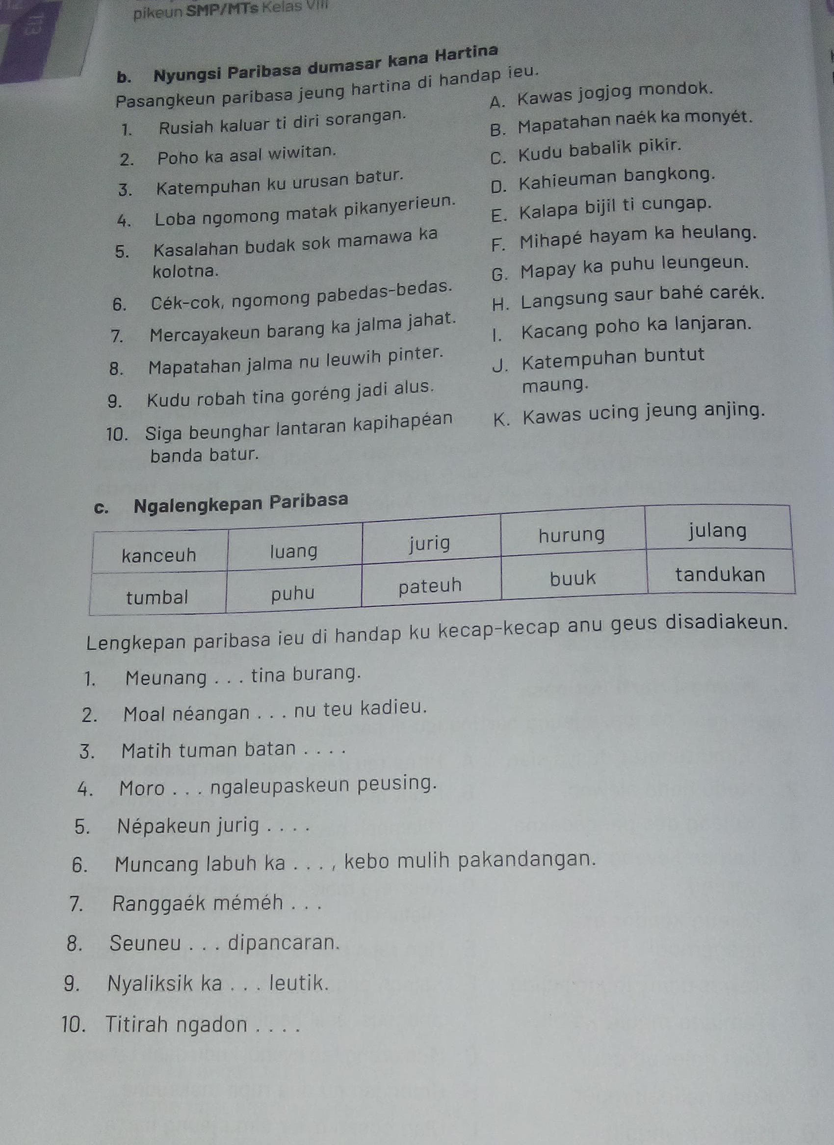b. Nyungsi Paribasa dumasar kana Hartina | StudyX