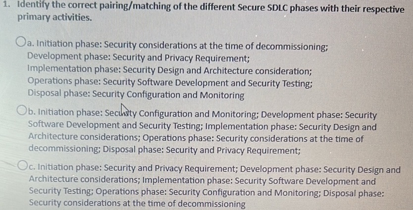 1. Identify the correct pairing/matching of | StudyX