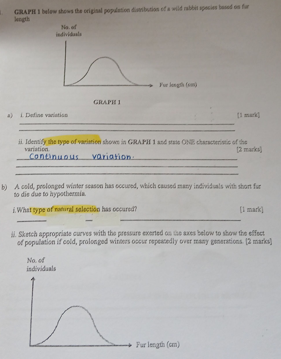GRAPH 1 below shows the original population | StudyX