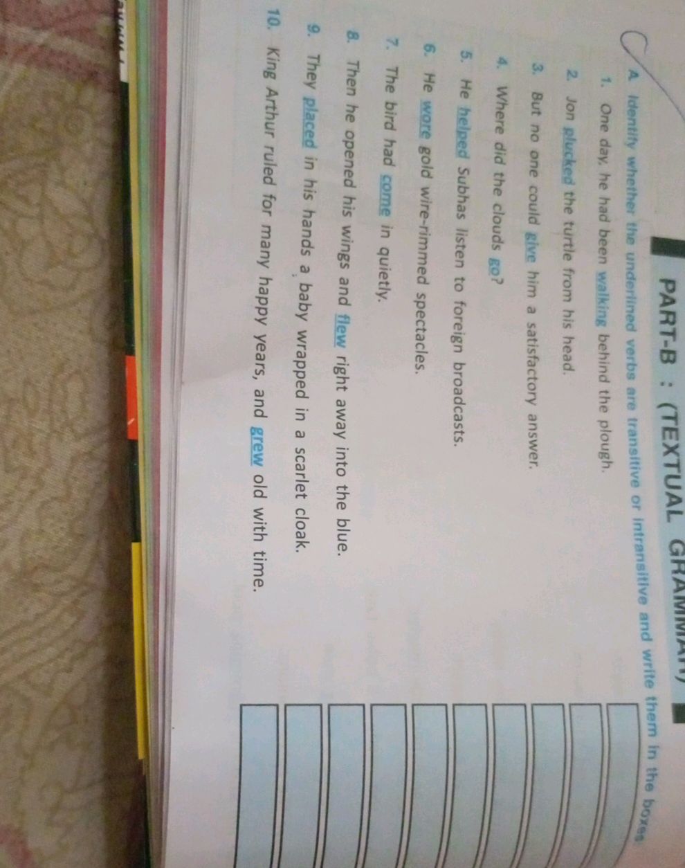 A. Identify whether the underlined verbs are | StudyX