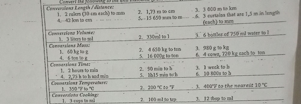 Convert the following to the unit indicated | StudyX