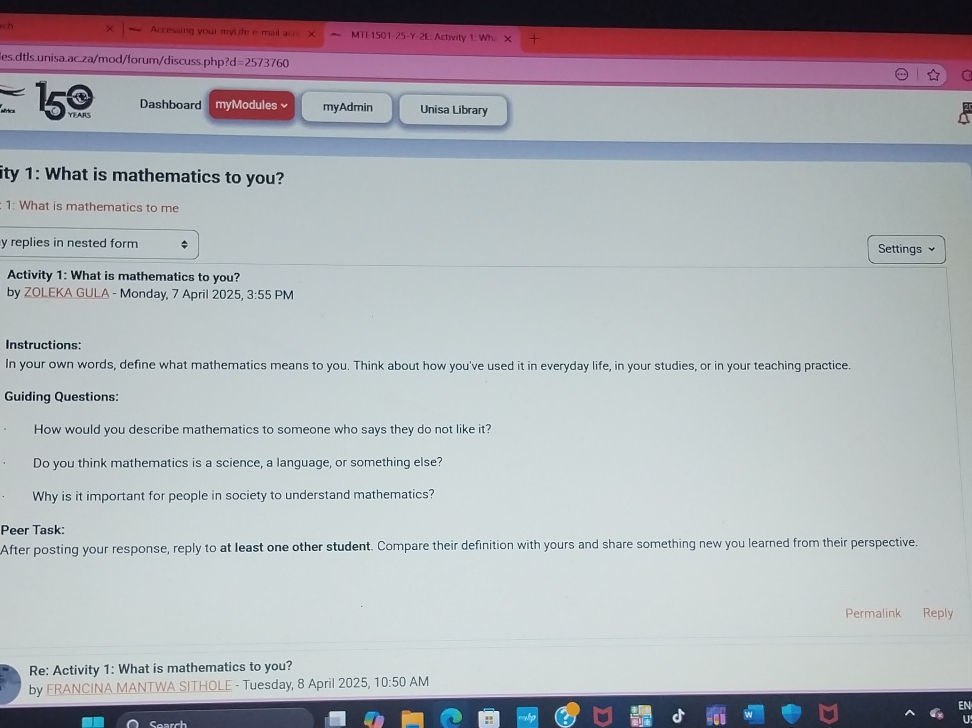 Activity 1: What is mathematics to you? | StudyX