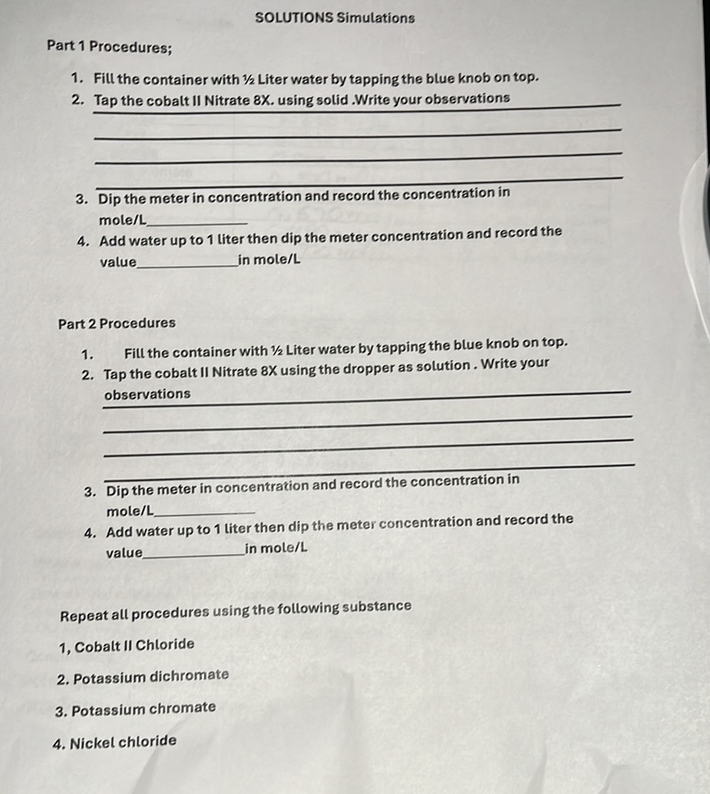 Part 1 Procedures; 1. Fill the container | StudyX