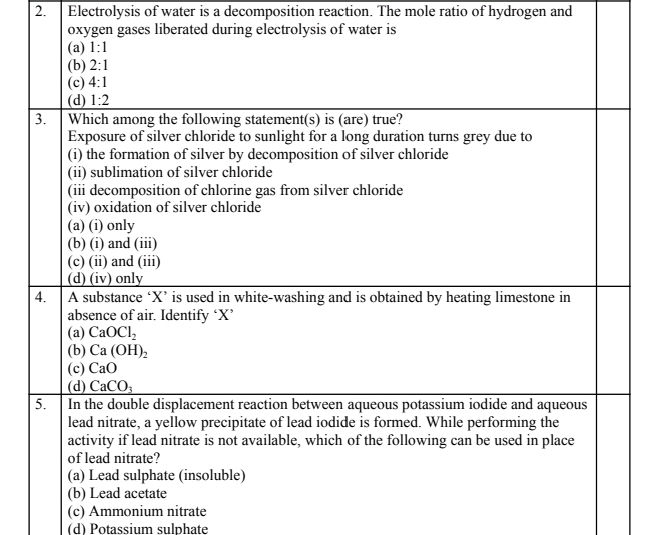 2. Electrolysis of water is a decomposition | StudyX