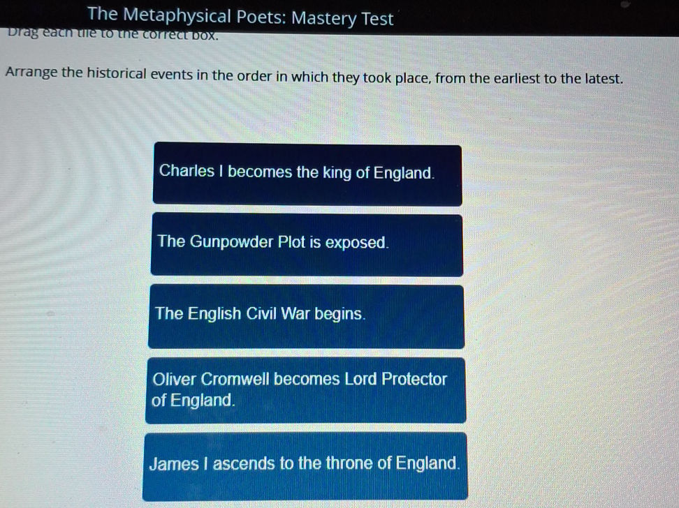 Arrange the historical events in the order | StudyX