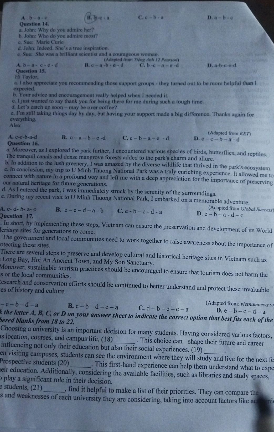Question 14. a. John: Why do you admire her? | StudyX