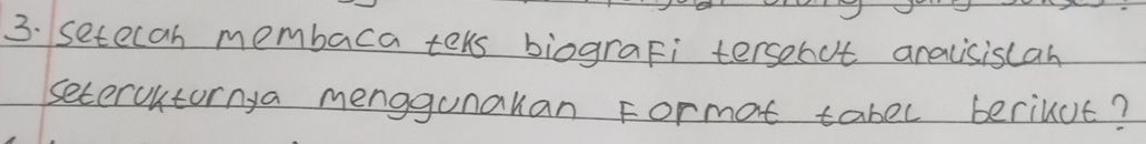 3. Setelah membaca teks biografi tersebut, | StudyX