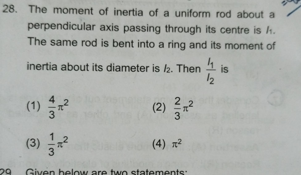 28. The moment of inertia of a uniform rod | StudyX