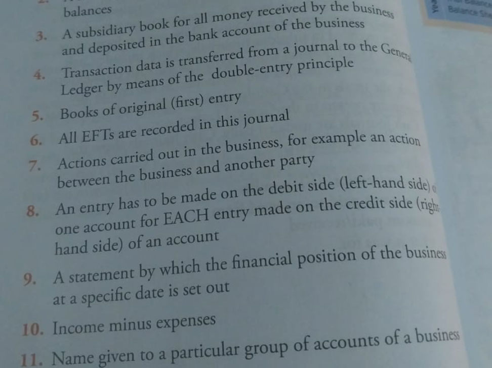 3. A subsidiary book for all money received | StudyX