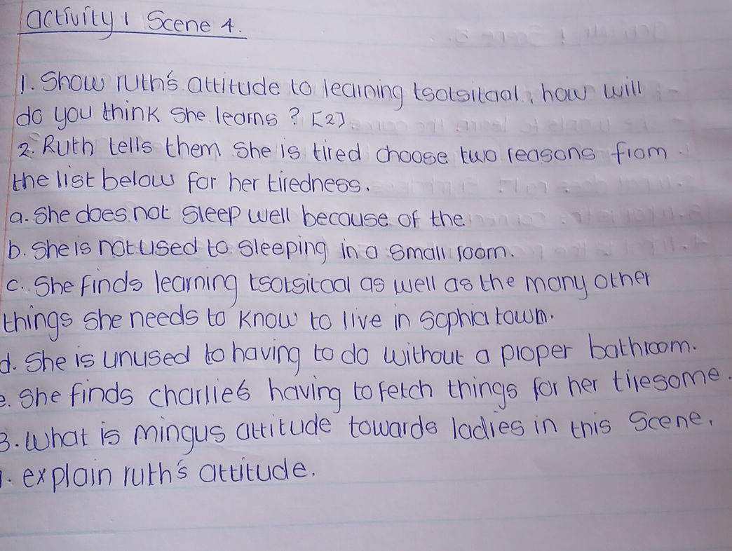 1. Show ruth's attitude to learning | StudyX