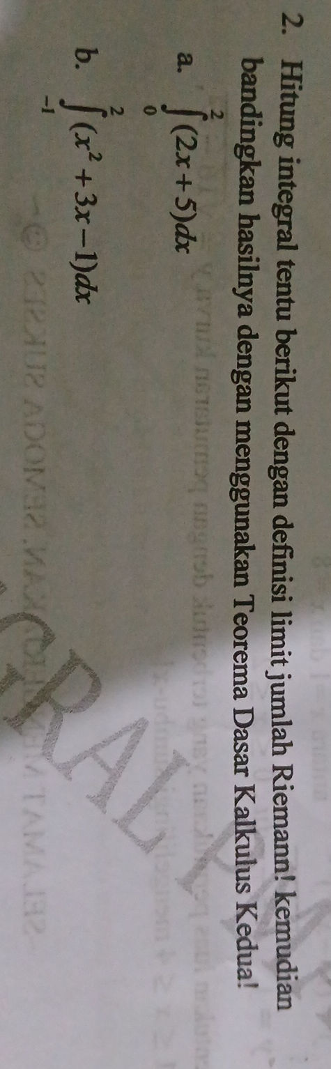 2. Hitung integral tentu berikut dengan | StudyX
