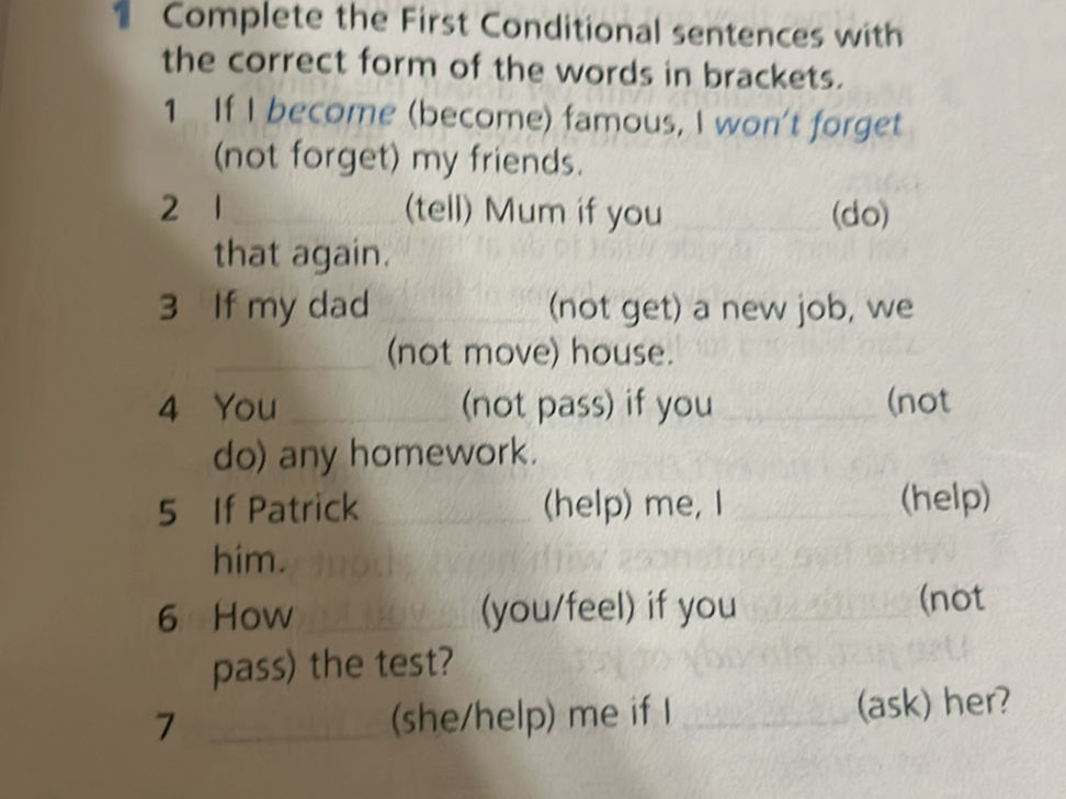 1 Complete the First Conditional sentences | StudyX