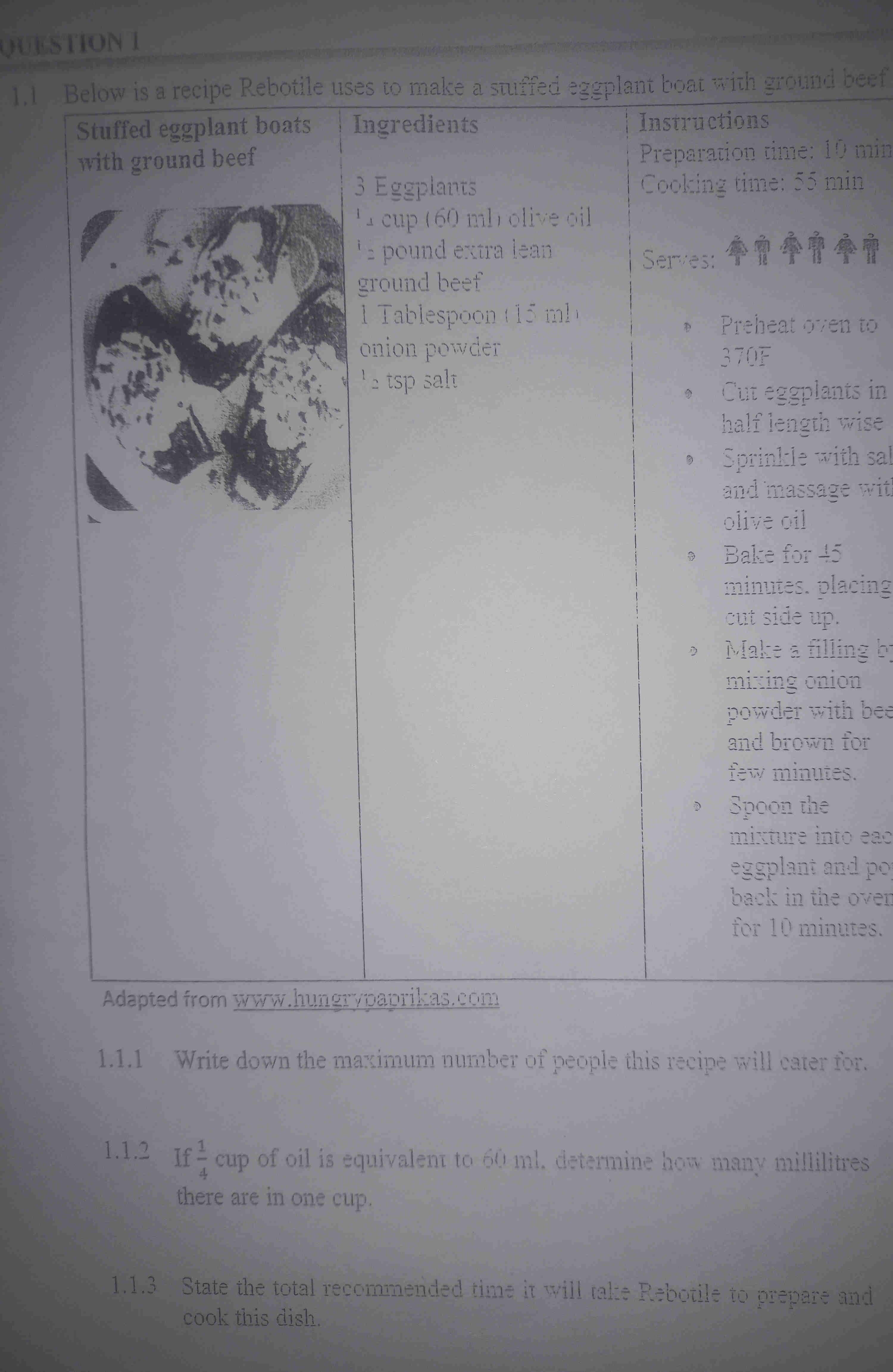 Below is a recipe Rebotile uses to make a | StudyX