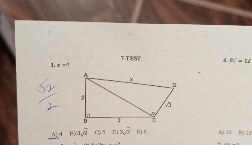 1. x =? A diagram of a quadrilateral ABCD | StudyX