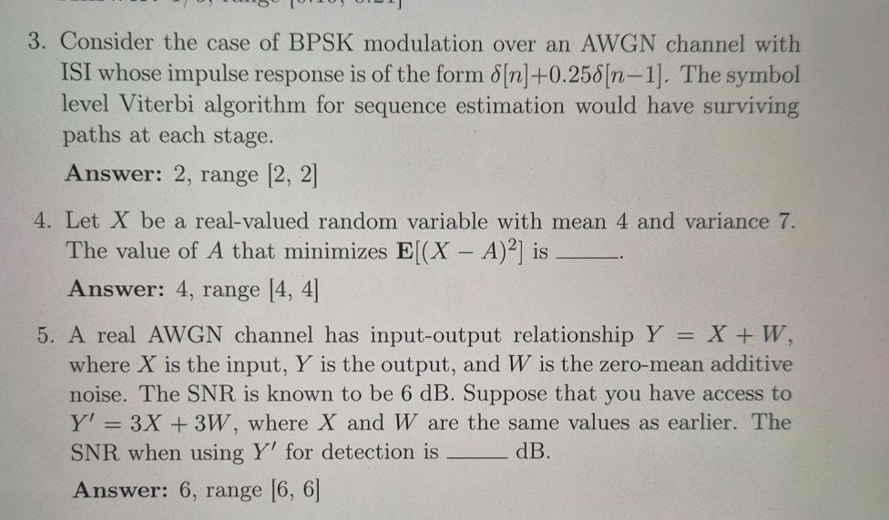 3. Consider the case of BPSK modulation over | StudyX