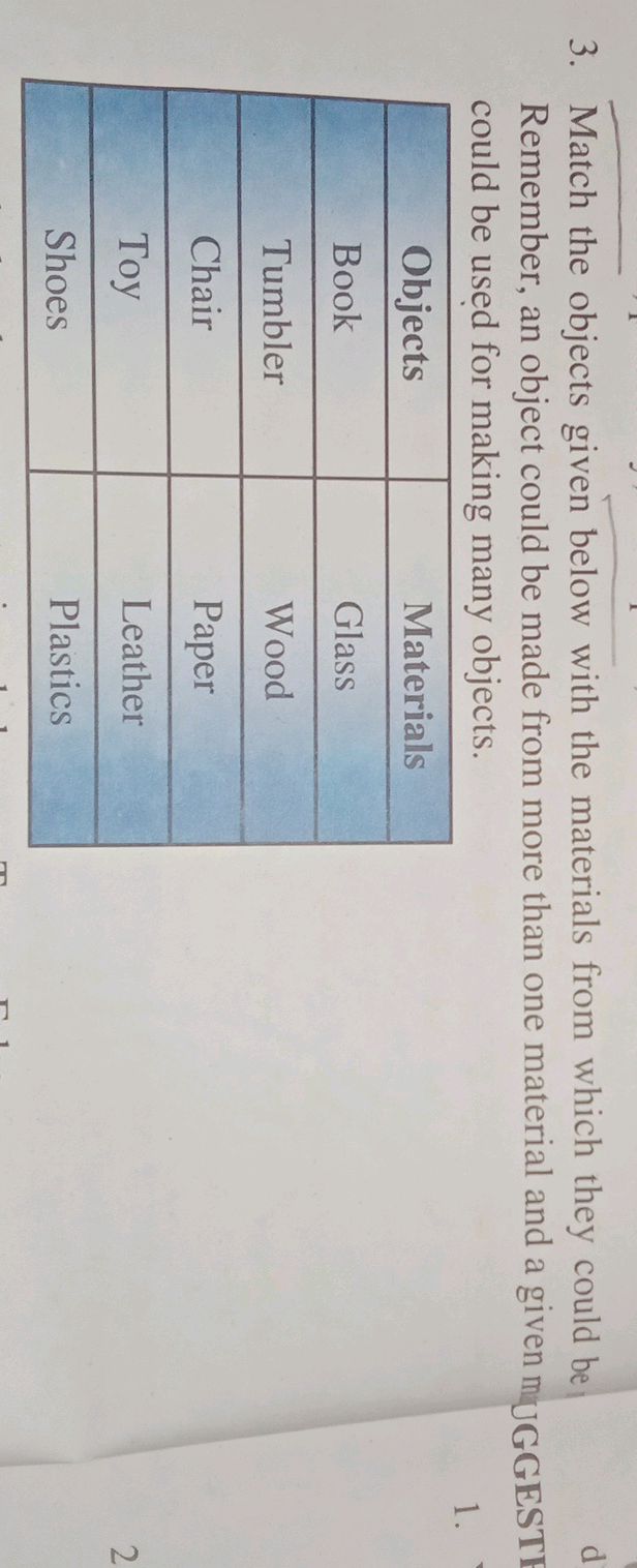 3. Match the objects given below with the | StudyX