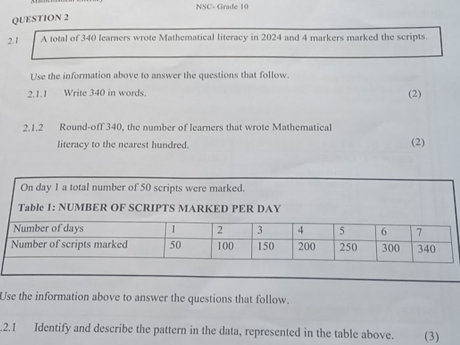 2. A total of 340 learners wrote | StudyX