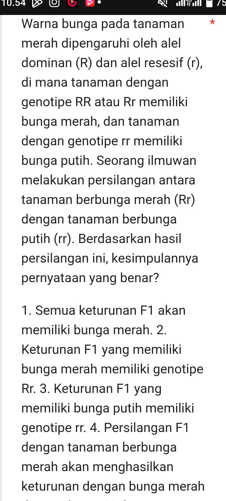 Warna bunga pada tanaman merah dipengaruhi | StudyX