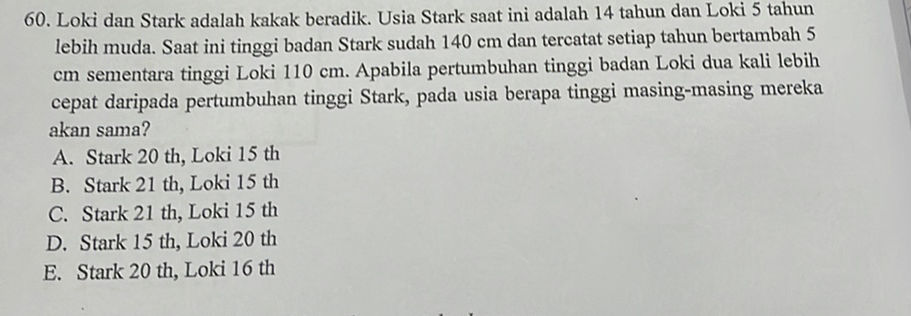 60. Loki dan Stark adalah kakak beradik. | StudyX