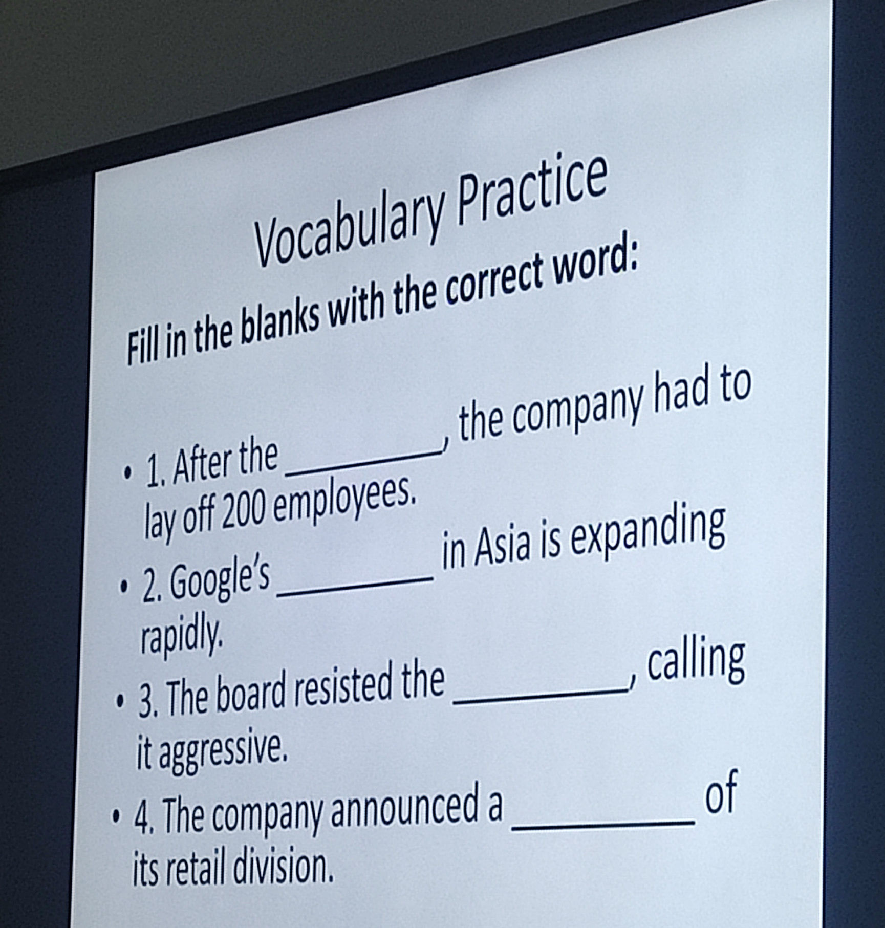 Vocabulary Practice Fill in the blanks with | StudyX