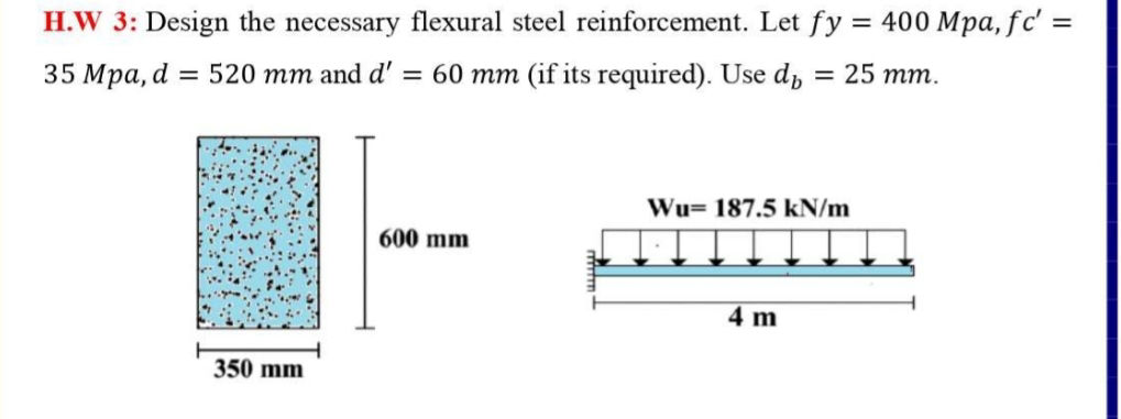 H.W 3: Design the necessary flexural steel | StudyX