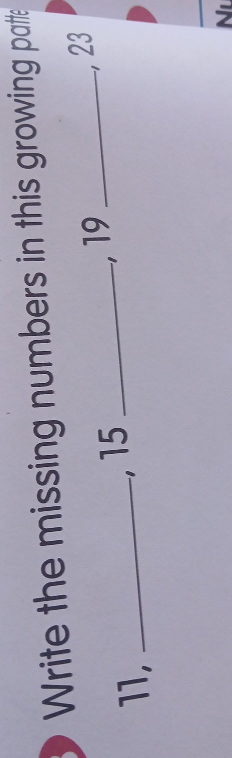 Write the missing numbers in this growing | StudyX