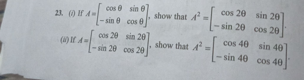 23. (i) If $A = cos sin -sin | StudyX
