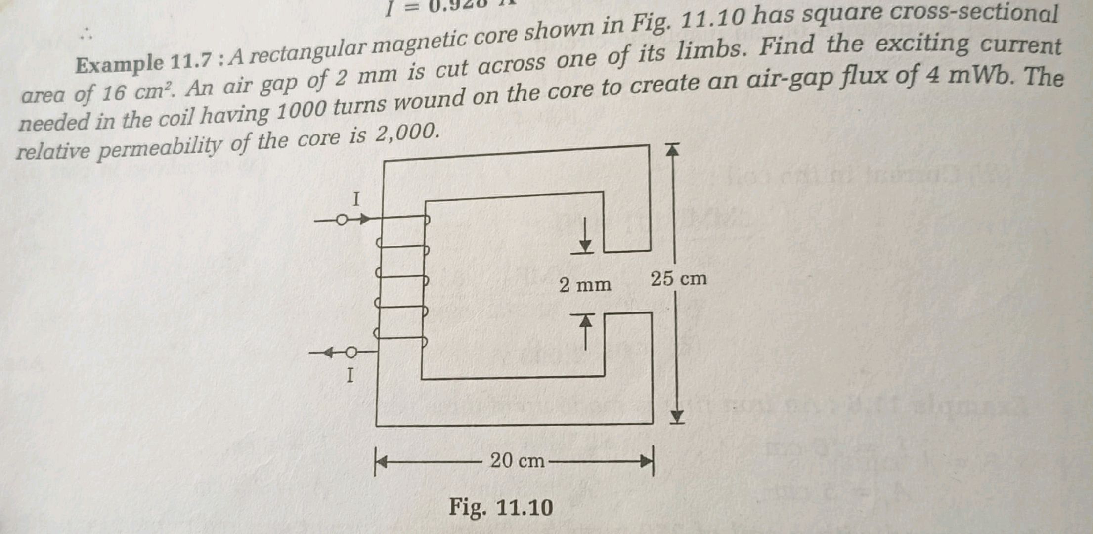 Example 11.7: A rectangular magnetic core