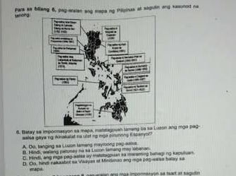 Para sa bilang 6, pag-aralan ang mapa ng | StudyX