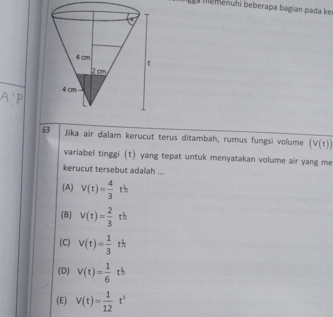 Jika air dalam kerucut terus ditambah, rumus | StudyX