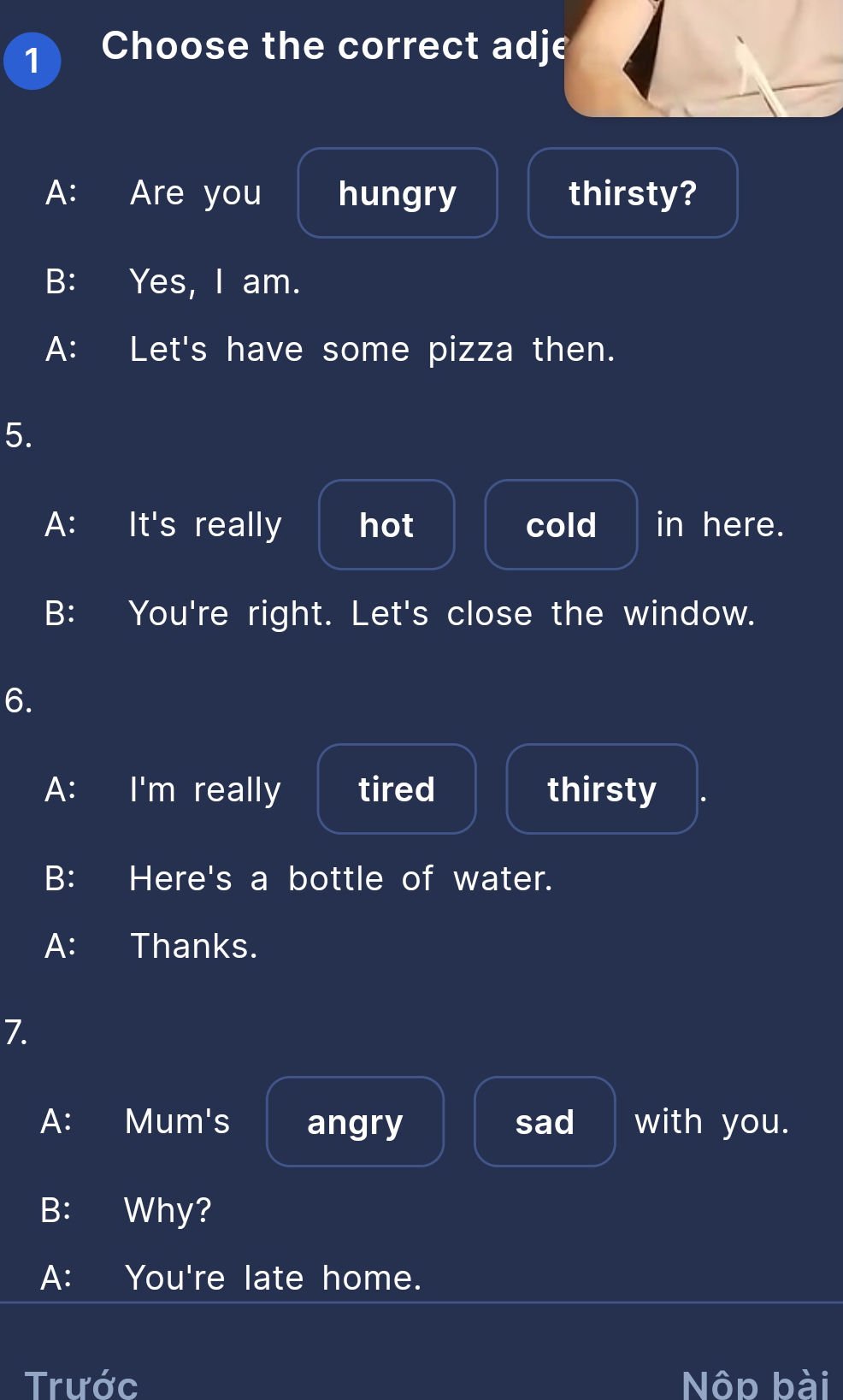 1. Choose the correct adjective A: Are you | StudyX