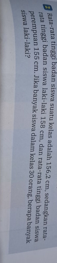 Rata-rata tinggi badan siswa suatu kelas | StudyX