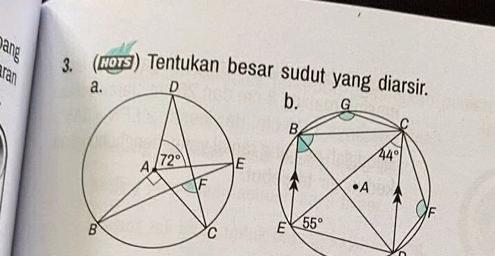 3. Tentukan besar sudut yang diarsir. a. | StudyX