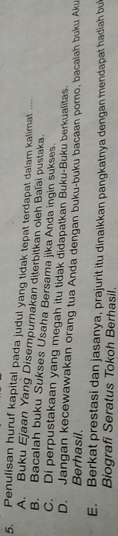 5. Penulisan huruf kapital pada judul yang | StudyX