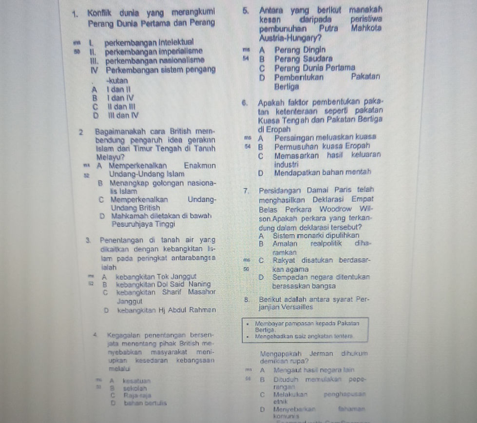1. Konflik dunia yang merangkumi Perang | StudyX