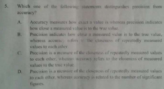 5. Which one of the following statements | StudyX