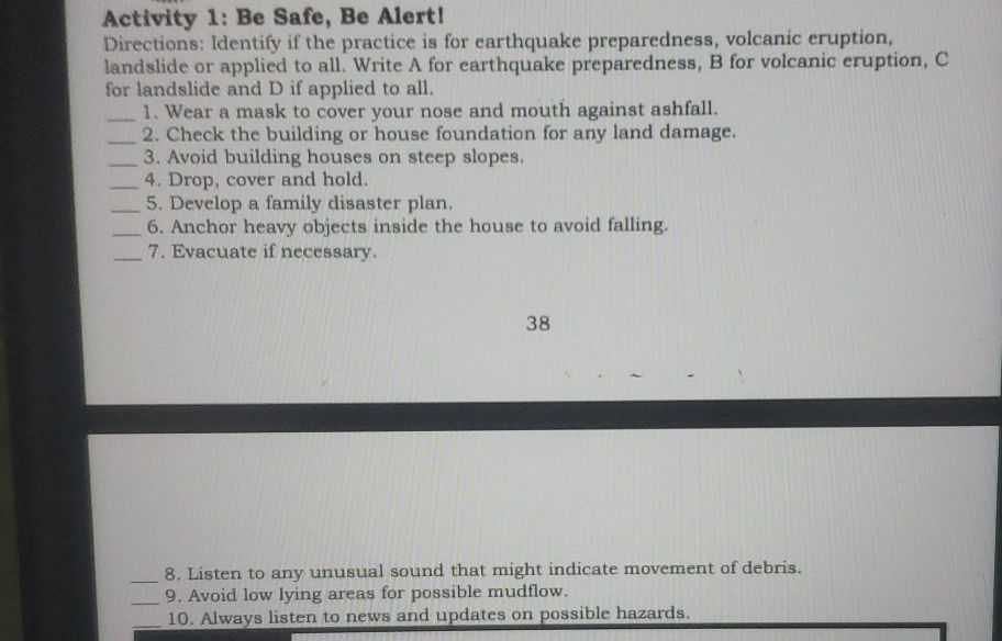 Activity 1: Be Safe, Be Alert! Directions: | StudyX