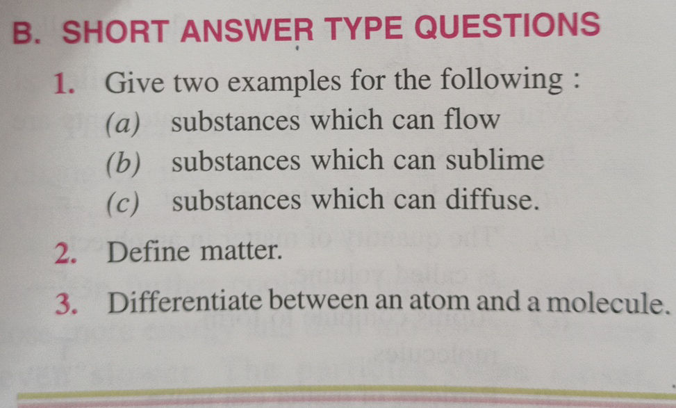 1. Give two examples for the following : (a) | StudyX