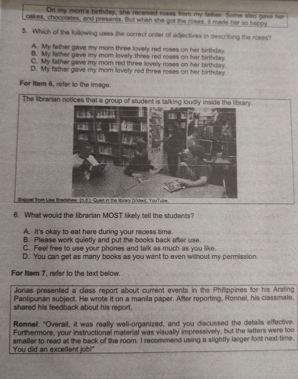 5. Which of the following uses the correct | StudyX