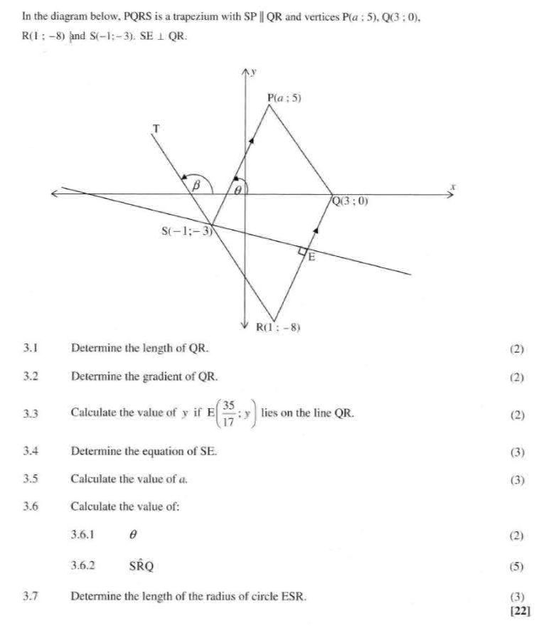 In the diagram below, PQRS is a trapezium | StudyX