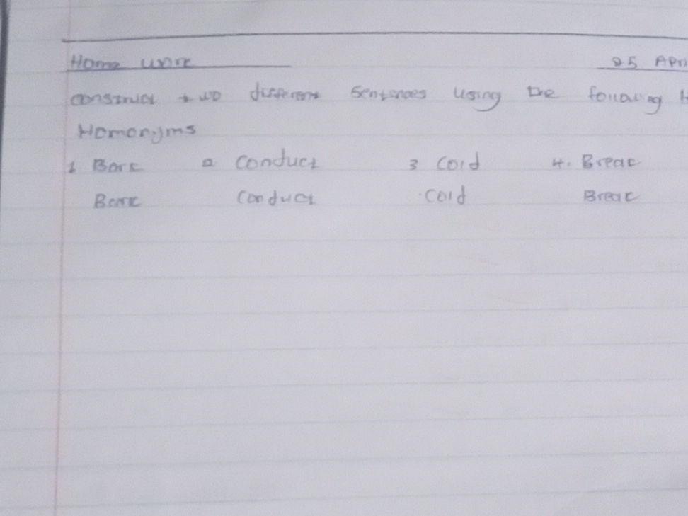 Construct 4 different sentences using the | StudyX