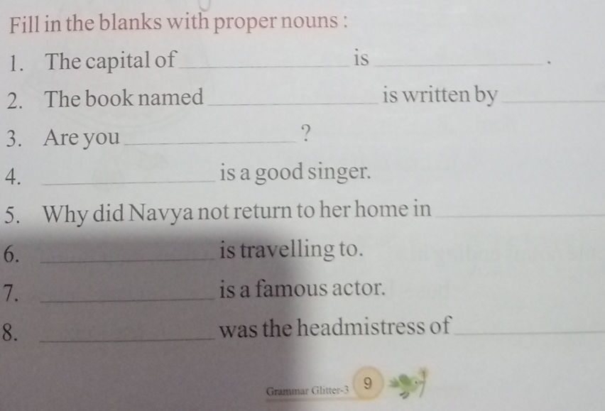 Fill in the blanks with proper nouns : 1. | StudyX