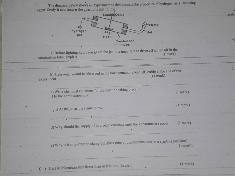 1. The diagram below shows an experiment to | StudyX