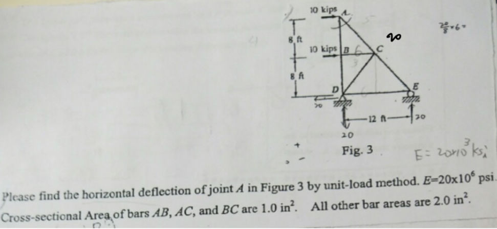 Please find the horizontal deflection of | StudyX