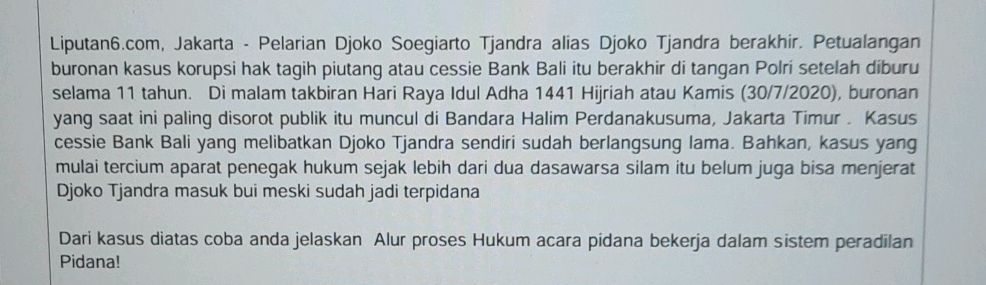 Dari kasus diatas coba anda jelaskan Alur | StudyX