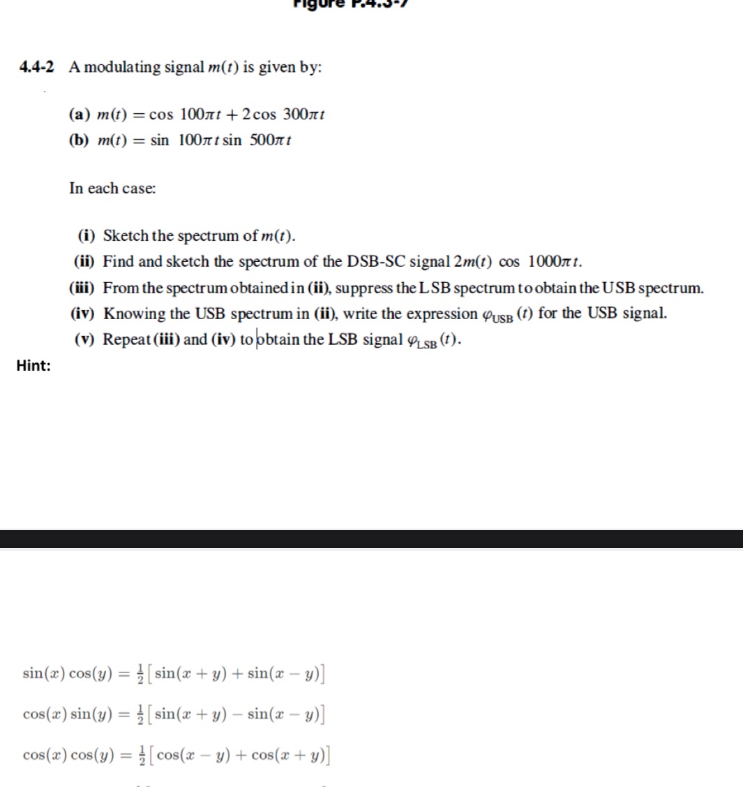 4.4-2 A modulating signal m(t) is given by: | StudyX