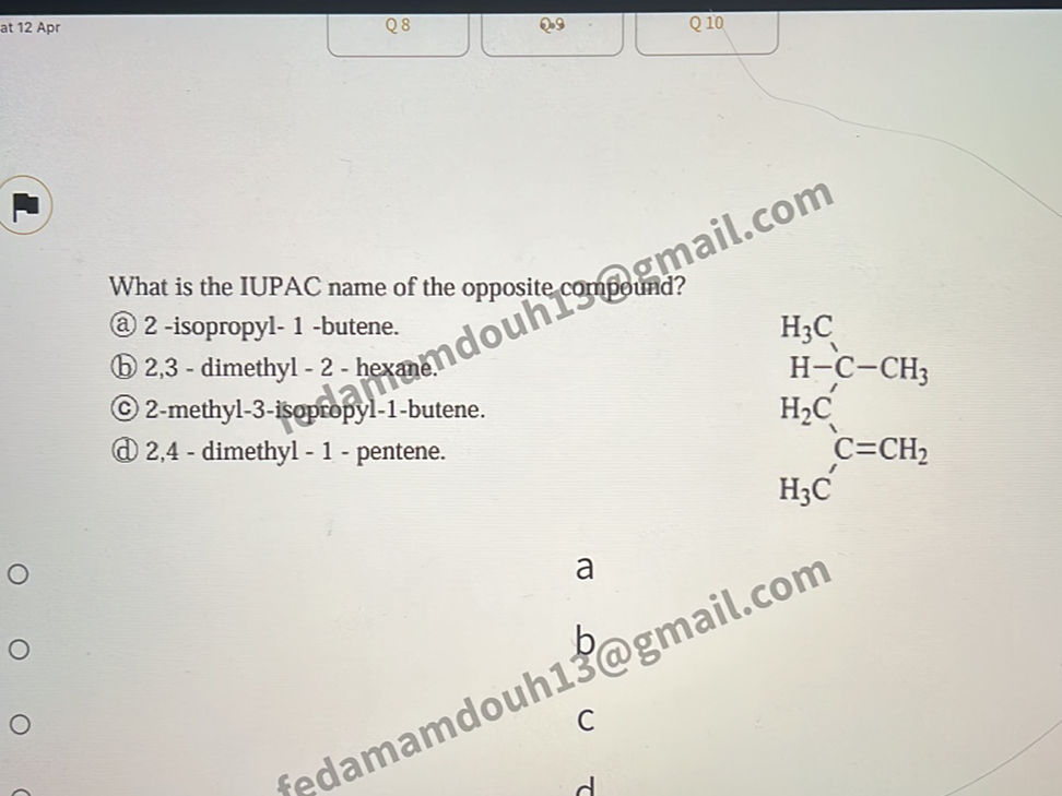 What is the IUPAC name of the opposite | StudyX