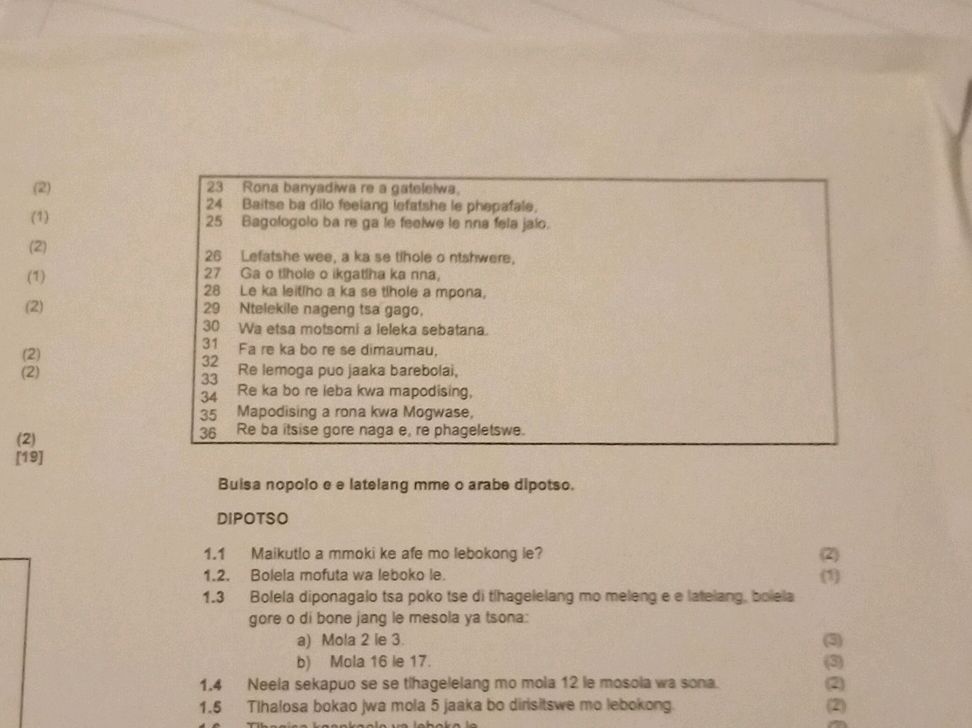 1.1 Maikutlo a mmoki ke afe mo lebokong le? | StudyX