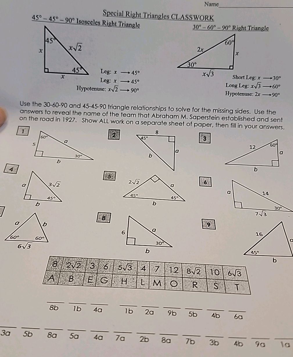 Use the 30-60-90 and 45-45-90 triangle | StudyX