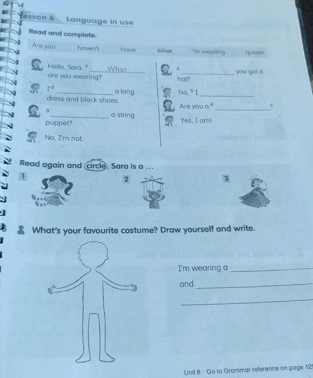 Read and complete. Hello, Sara. 1 What are | StudyX